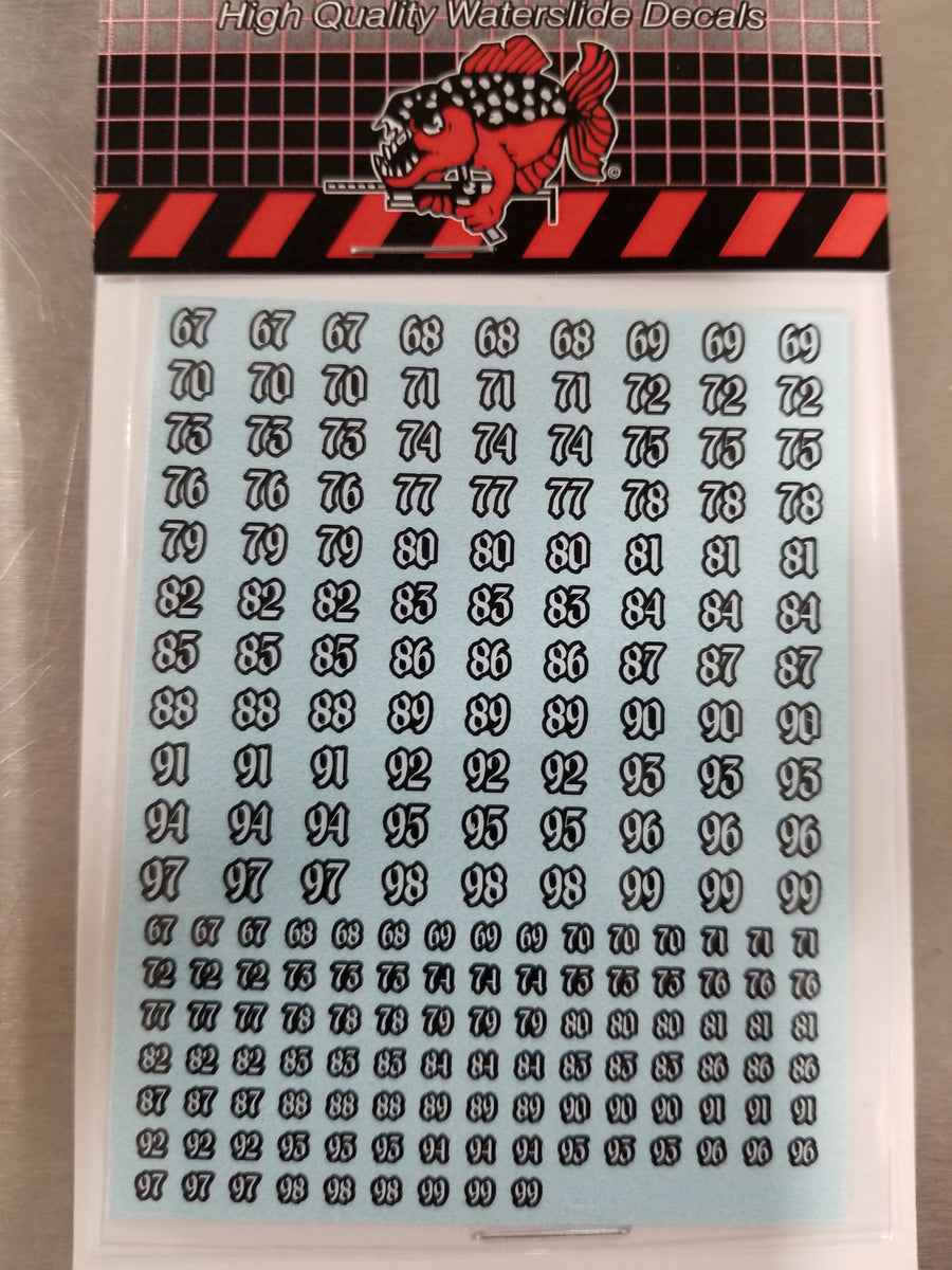 Gothic Type 1 Numbers White on Black #67-99 Decals – Fortress ...