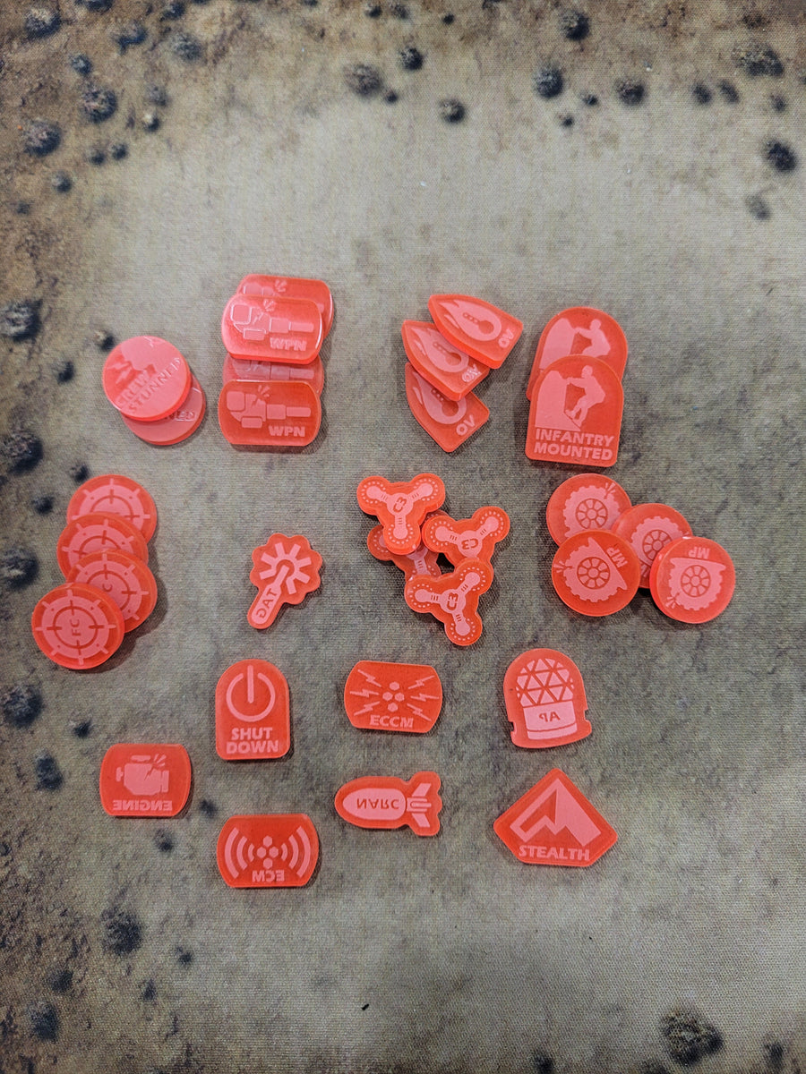 Alpha Strike Gaming Markers set (31 markers)- RED – Fortress Miniatures ...